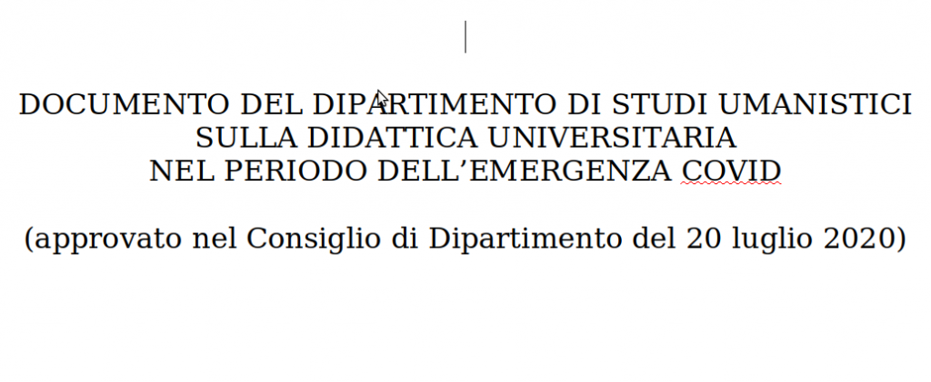 DOCUMENTO DEL DSU SULLA DIDATTICA UNIVERSITARIA NEL PERIODO DELL ...